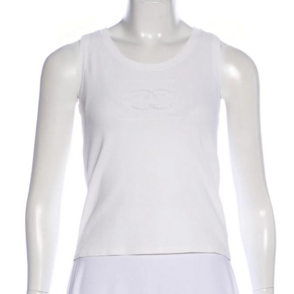 CHANEL | Tops | Chanel White Sleeveless Shell Tank 38 | Poshmark